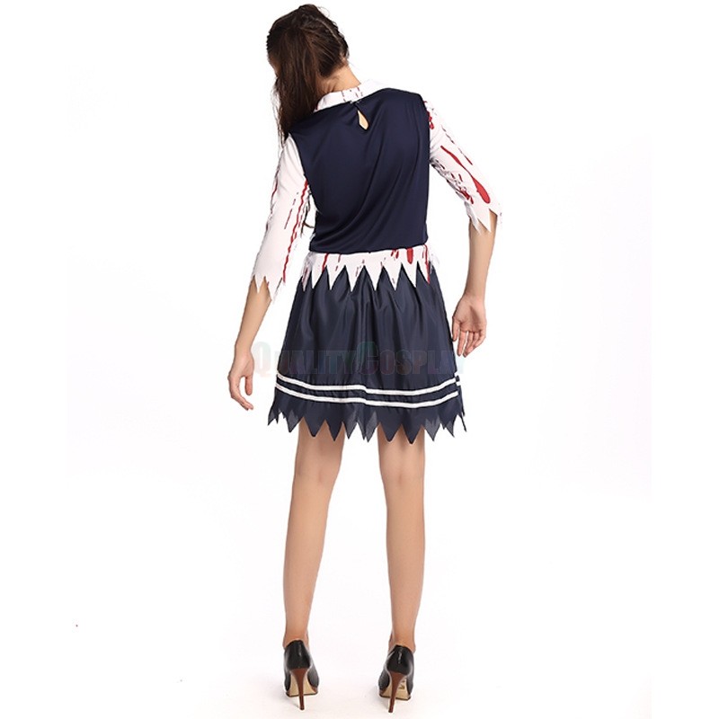 Bloodstain Student Uniform Zombie Cosplay Costume For Halloween - HQCOSPLAY