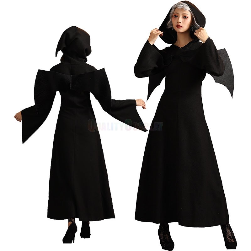 Halloween Darkness Witch Bat Wings Robe Cosplay Costume - HQCOSPLAY