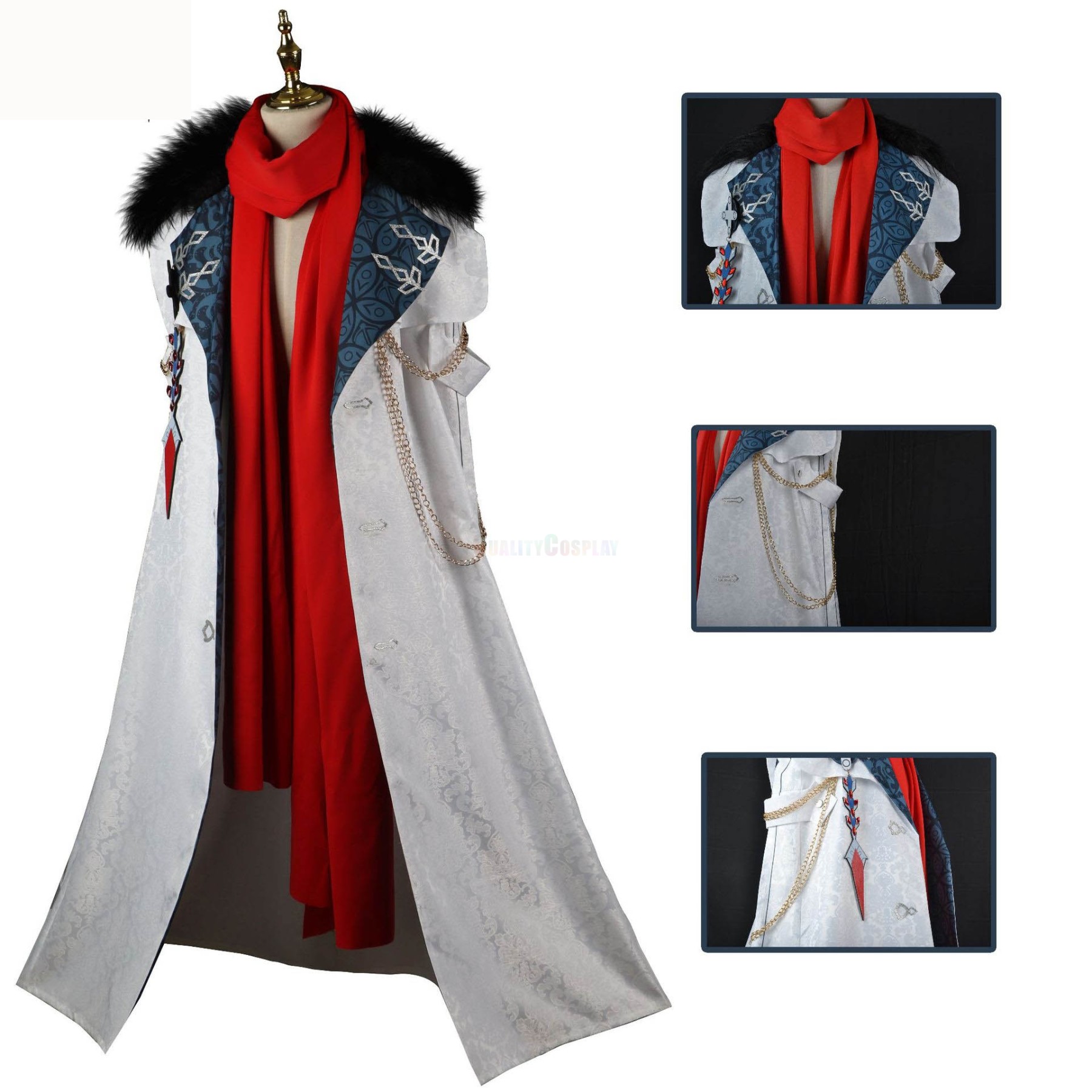 Genshin Impact Fatui Tartaglia Cosplay Costume Cape & Scarf - HQCOSPLAY