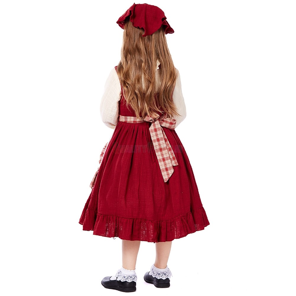Halloween Cosplay Red Plaid Dressed Little Maid Costume - HQCOSPLAY