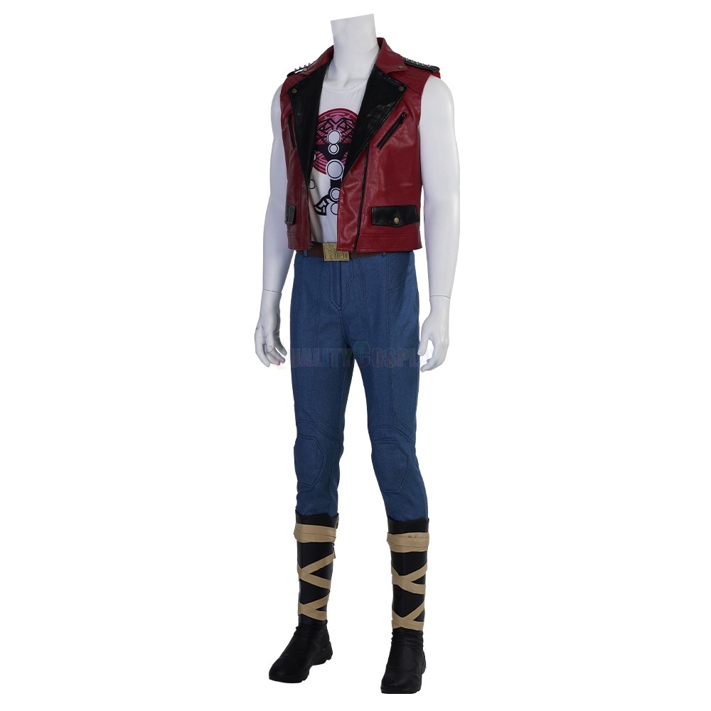 Thor: Love and Thunder Thor Sleeveless Red Leather Jacket Cosplay ...