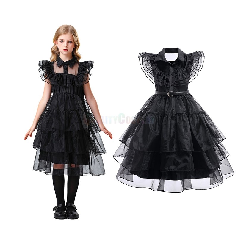 Kids The Addams Family Wednesday Halloween Cosplay Costume - HQCOSPLAY