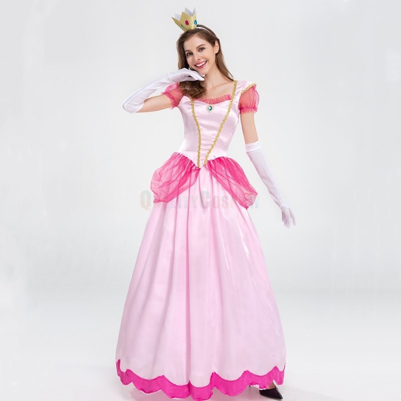 Adult Princess Peach Dress Halloween Cosplay Costume - HQCOSPLAY