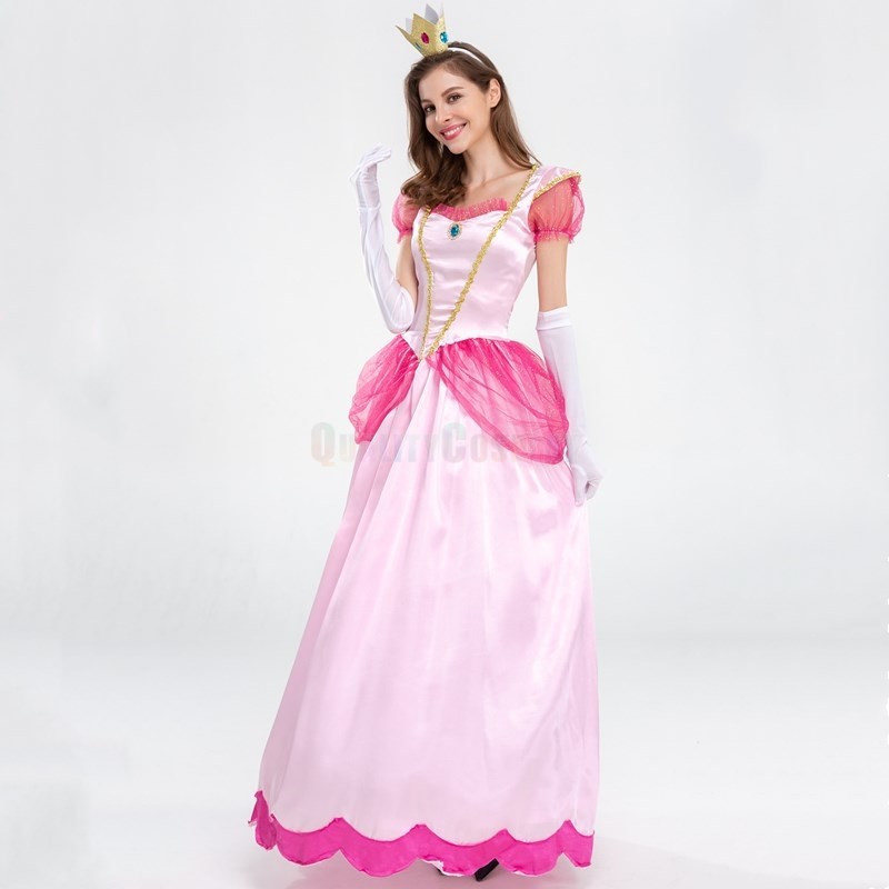 Adult Princess Peach Dress Halloween Cosplay Costume - HQCOSPLAY