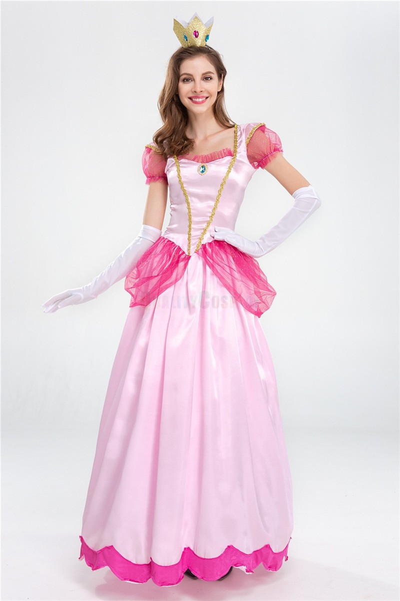 Adult Princess Peach Dress Halloween Cosplay Costume - HQCOSPLAY