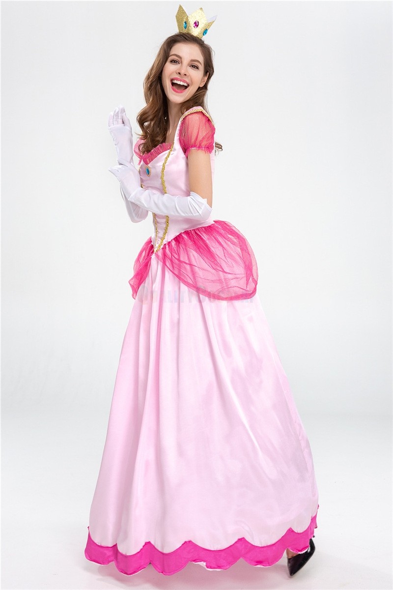 Adult Princess Peach Dress Halloween Cosplay Costume - HQCOSPLAY