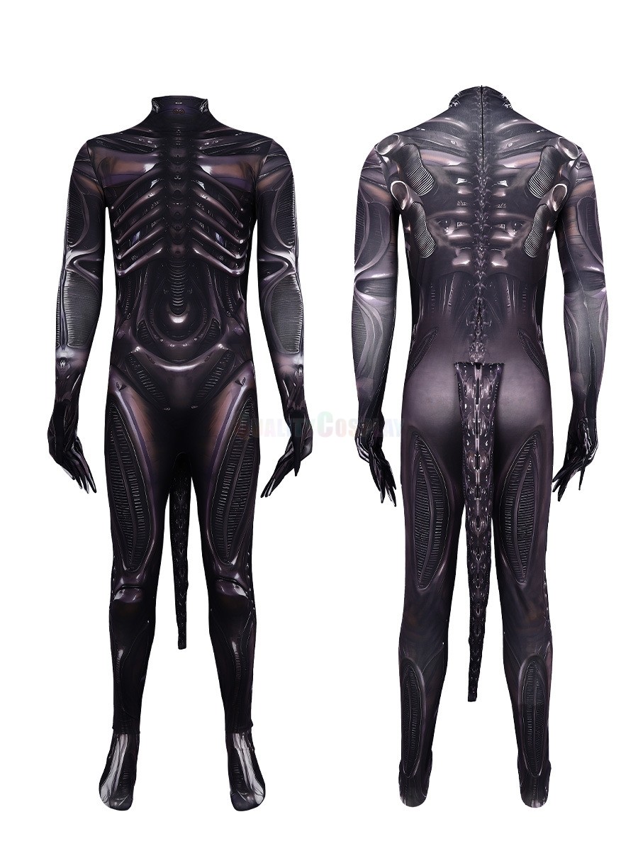 Alien Romulus Alien Bodysuit with Tail For Adults Halloween Costumes ...