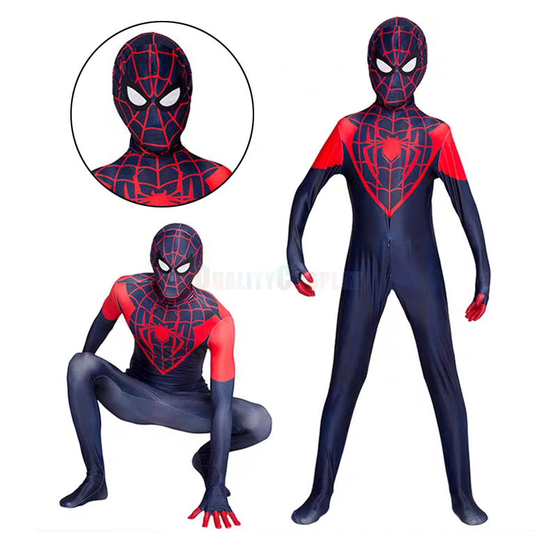 Halloween Cosplay Costume Animated Version of Miles Printed Jumpsuit ...