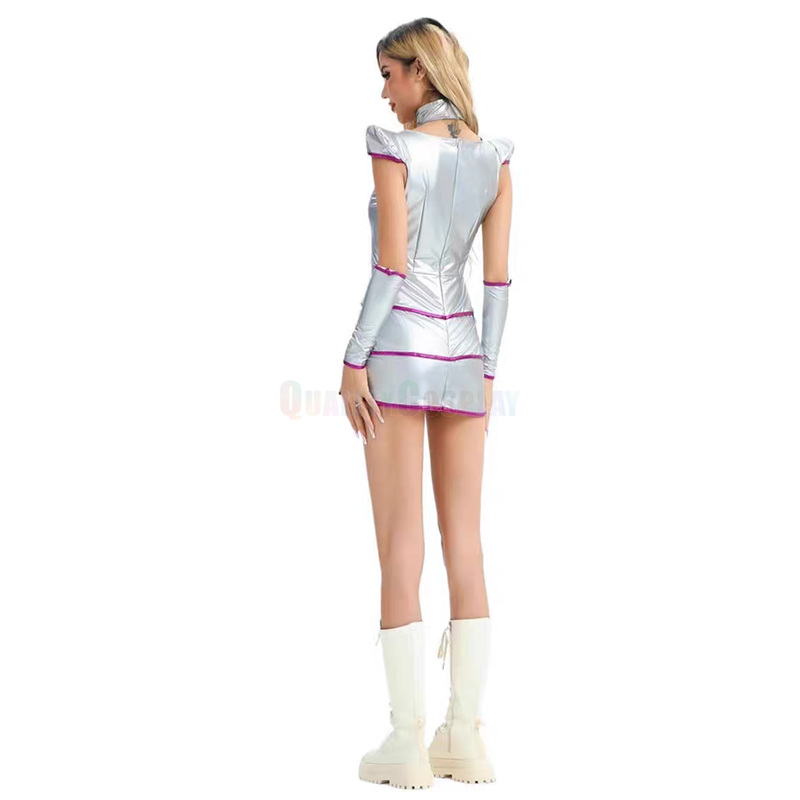 Silver Purple Space Suit Halloween Robot Cosplay Costume - HQCOSPLAY