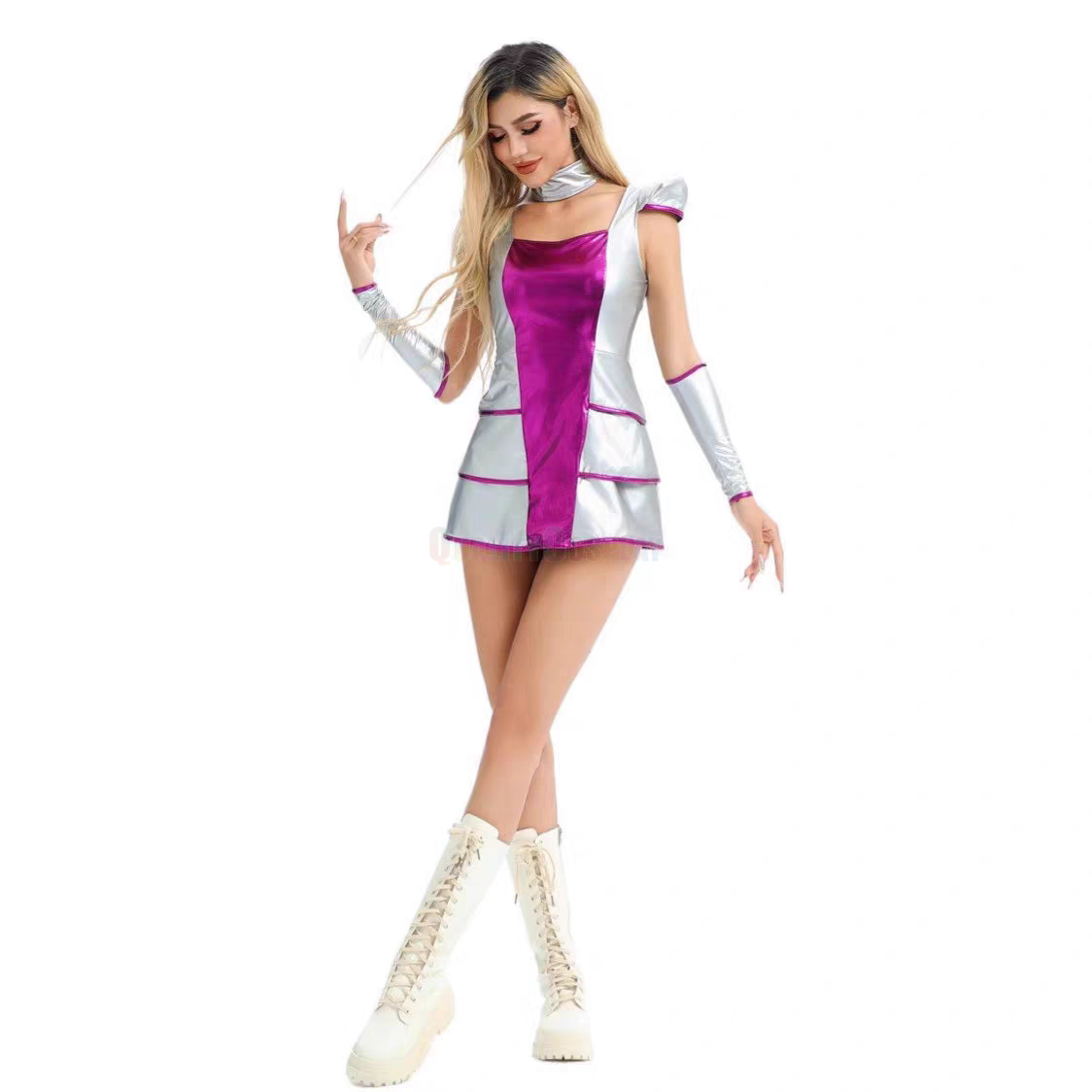 Silver Purple Space Suit Halloween Robot Cosplay Costume - HQCOSPLAY