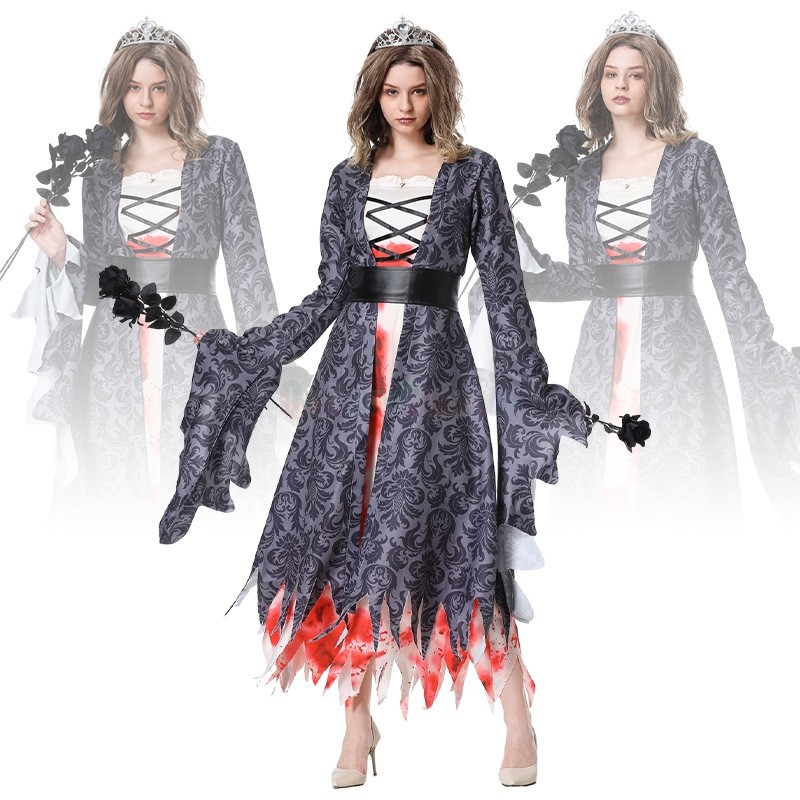 Hallween Creepy Black Ghost Bride Cosplay Costume - HQCOSPLAY