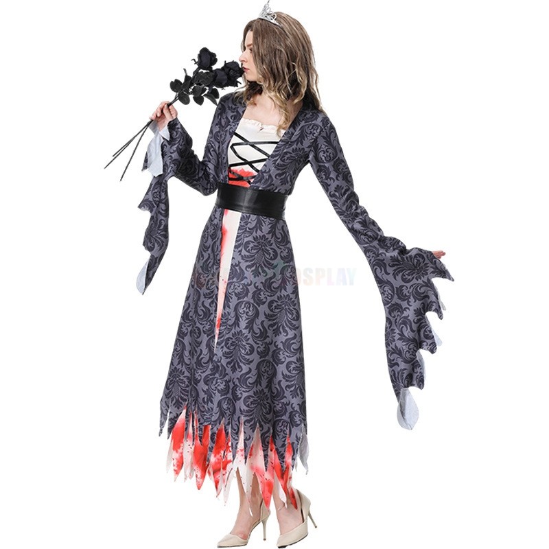 Hallween Creepy Black Ghost Bride Cosplay Costume - HQCOSPLAY