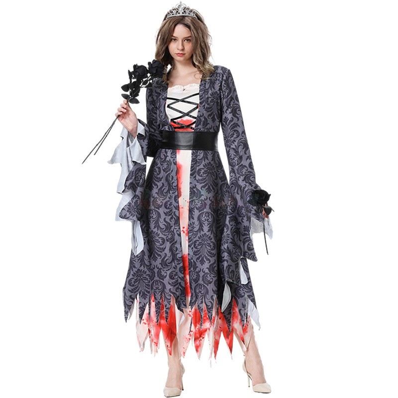 Hallween Creepy Black Ghost Bride Cosplay Costume - HQCOSPLAY