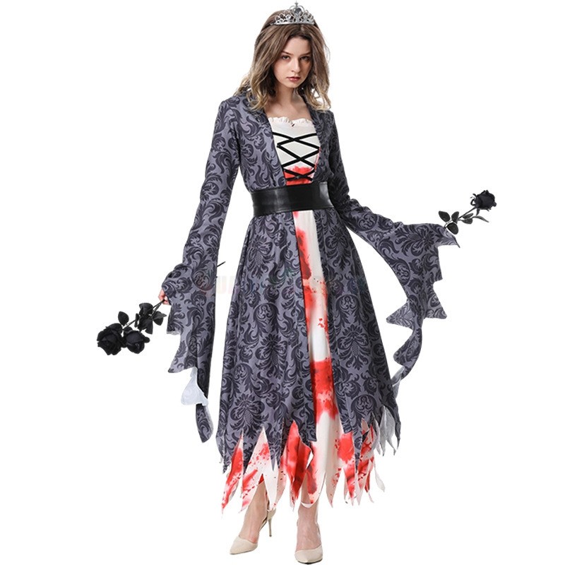 Hallween Creepy Black Ghost Bride Cosplay Costume - HQCOSPLAY