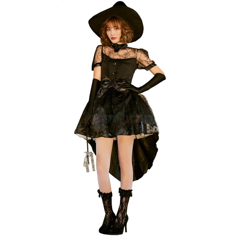 Black Sexy Mesh Swallowtail Costume Halloween Party Witch Cosplay ...