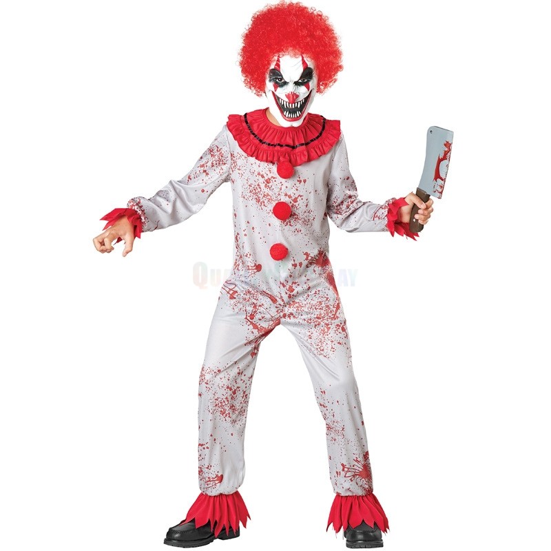 Red Blood Spatter Horror Clown Halloween Costume Children's Unisex ...