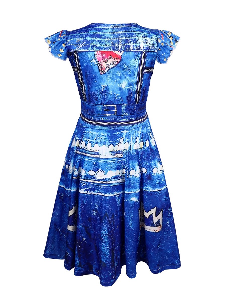 Kids Descendants 3 The Blue Cosplay Dress For Halloween Costume - HQCOSPLAY