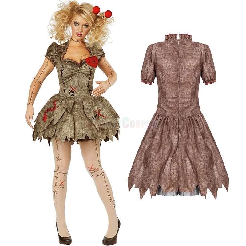 Halloween Evil Doll Costume Brown Mummified Doll Cosplay Costume ...