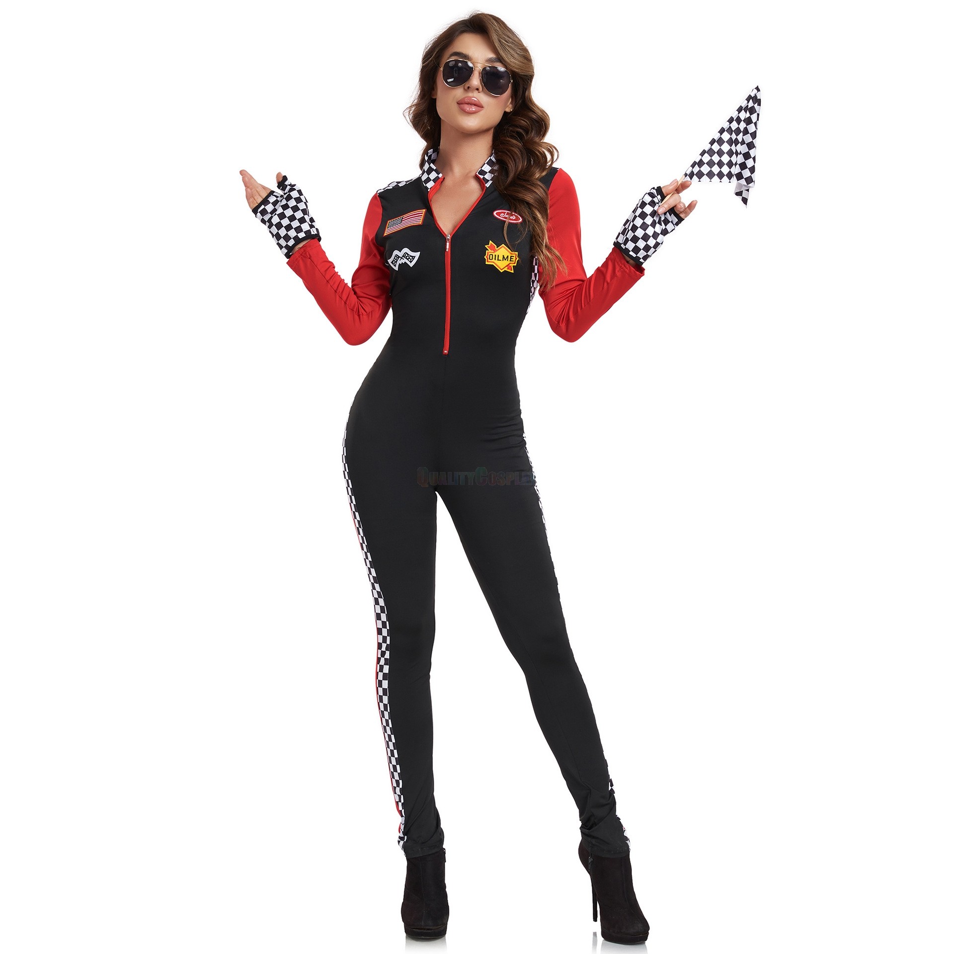 Halloween Costume Sexy Women Long-sleeves F1 Race Car Driver Jumpsuit ...