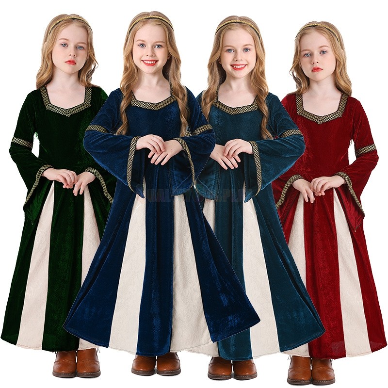 Halloween Renaissance Retro Medieval Girl's Palace Cosplay Dress ...