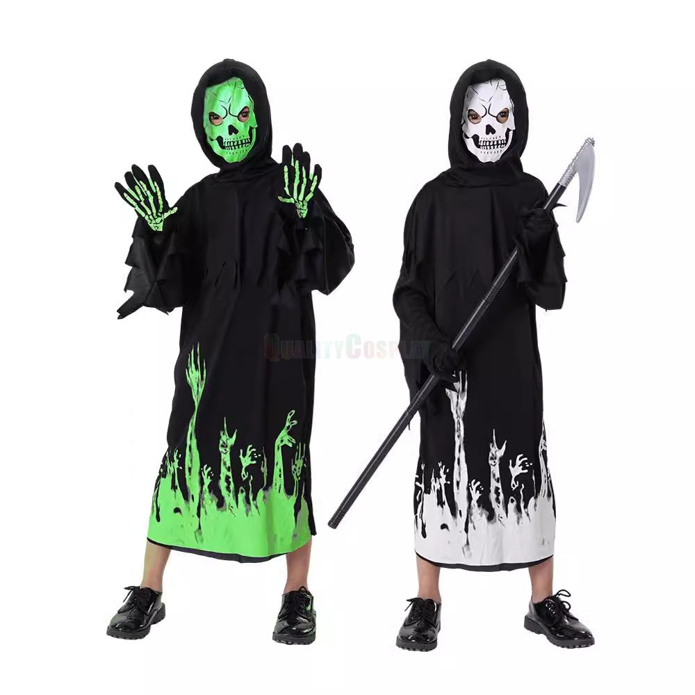 Glow-in-The-Dark Scythe Vampire Halloween Cosplay Costume For Kids ...