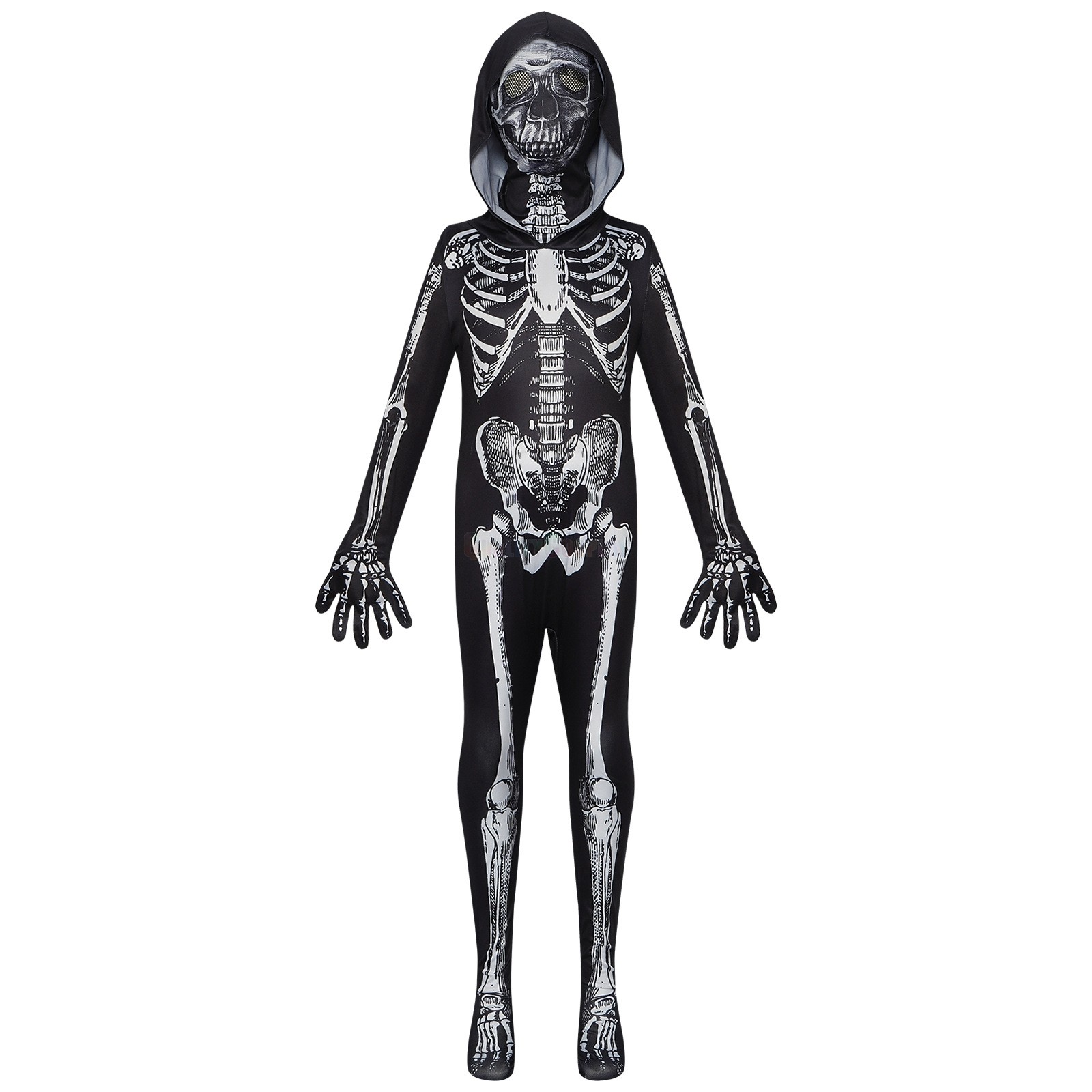 Halloween Children's Horror Skull Tight-fitting Death God Hooded ...