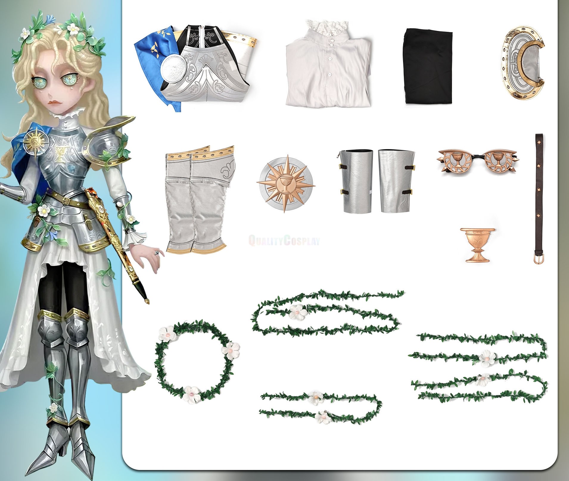 Identity V Psychologist Silver Knight Cosplay Costume - HQCOSPLAY
