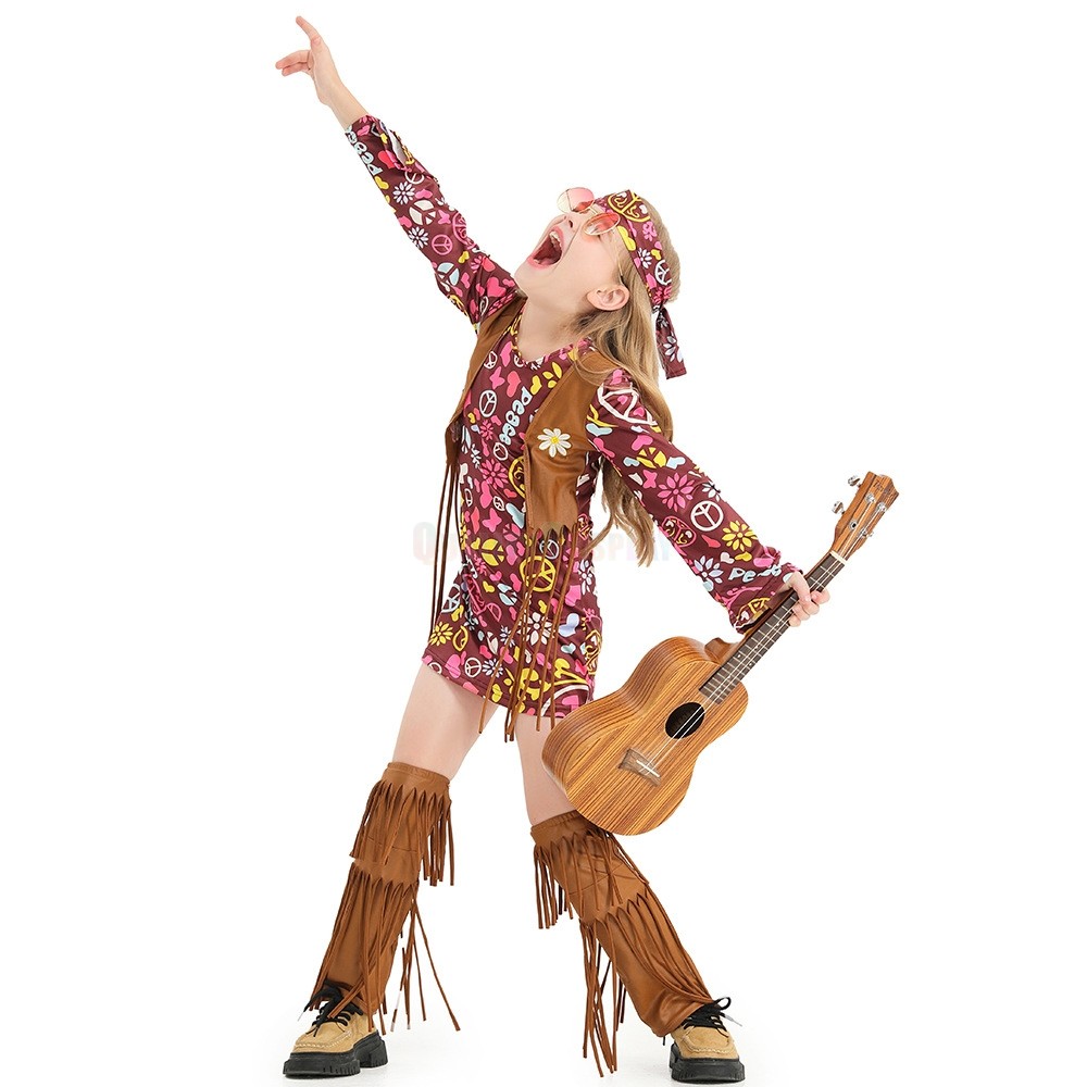 Halloween Carnival Stage Costume Kids Hippie Rock Artist Costume ...