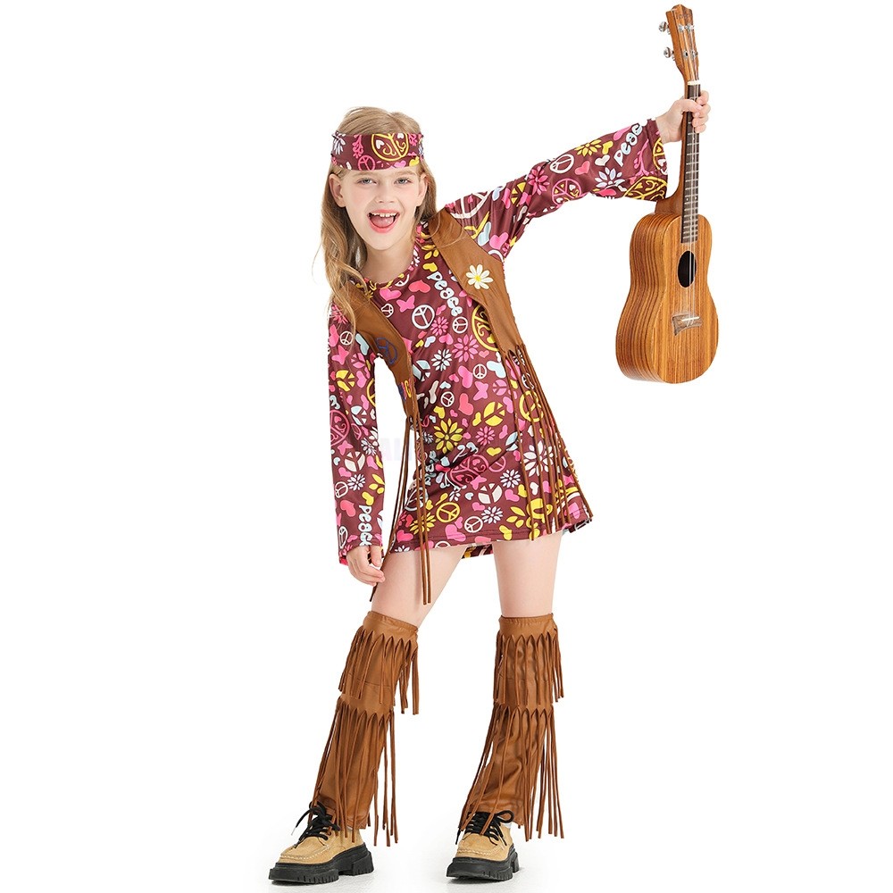 Halloween Carnival Stage Costume Kids Hippie Rock Artist Costume ...