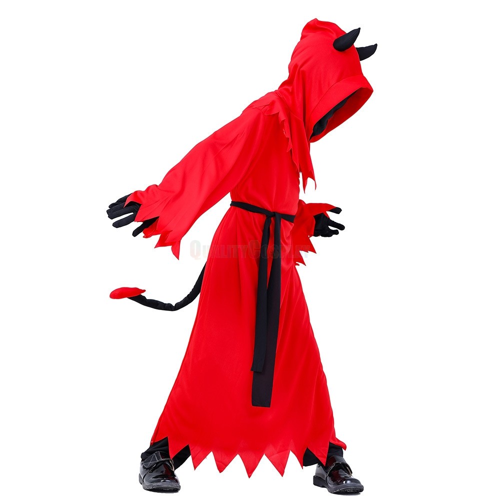 Kids Red Devil With Glasses Halloween Cosplay Costumes - HQCOSPLAY