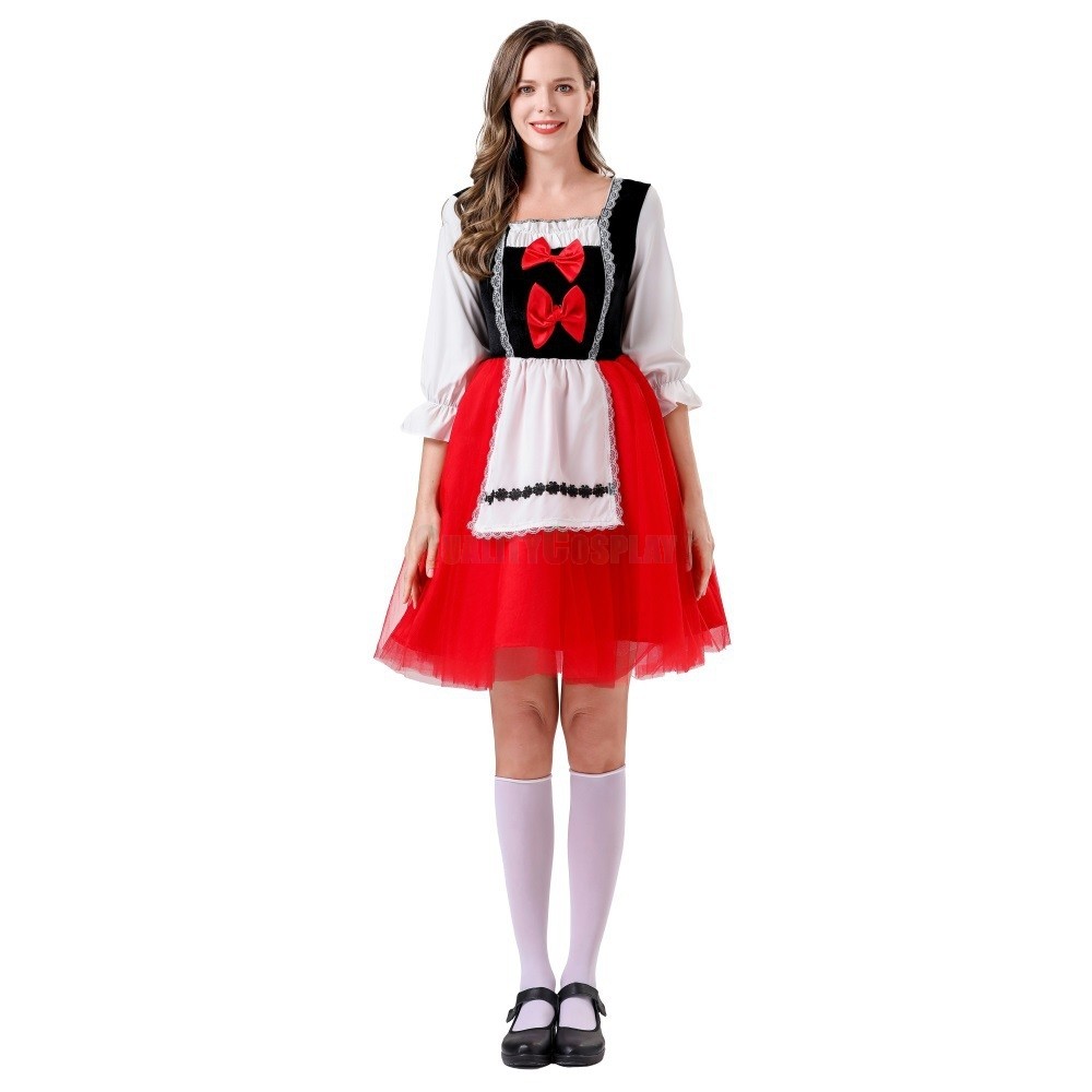 Little Red Cap Maid Halloween Cosplay Costume For Adults - HQCOSPLAY
