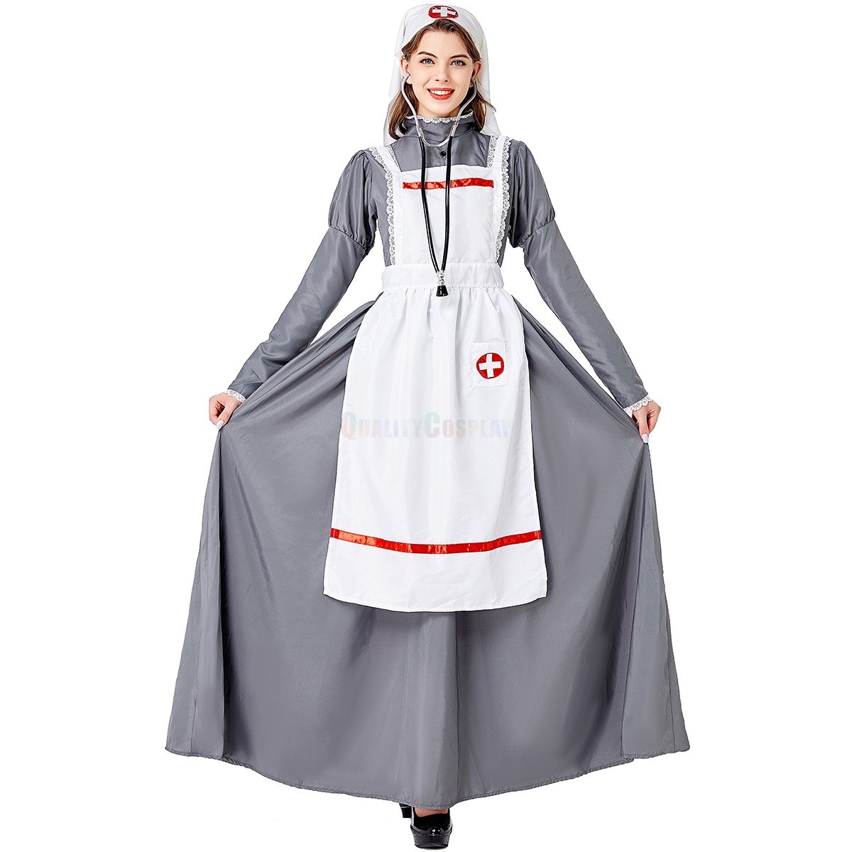 Mediaeval Medical Uniform Halloween Nurse Cosplay Costume - HQCOSPLAY
