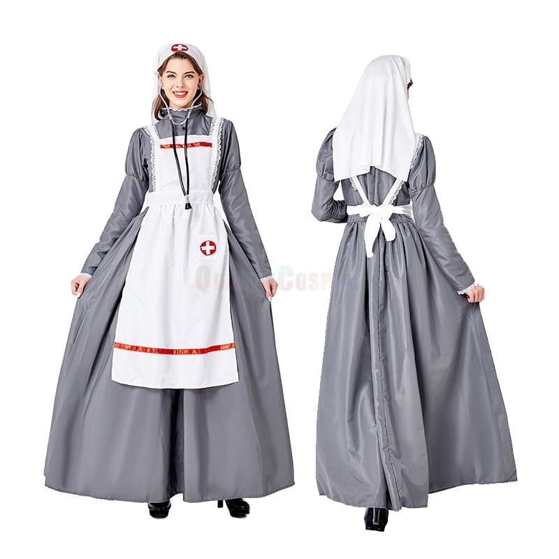 Mediaeval Medical Uniform Halloween Nurse Cosplay Costume - HQCOSPLAY