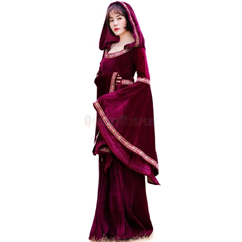 European Medieval Retro Court Hood Dress Halloween Parent-child Cosplay ...