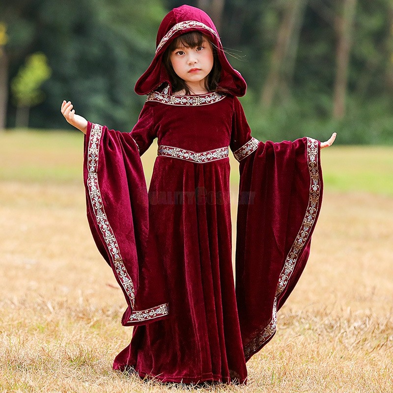 European Medieval Retro Court Hood Dress Halloween Parent-child Cosplay ...
