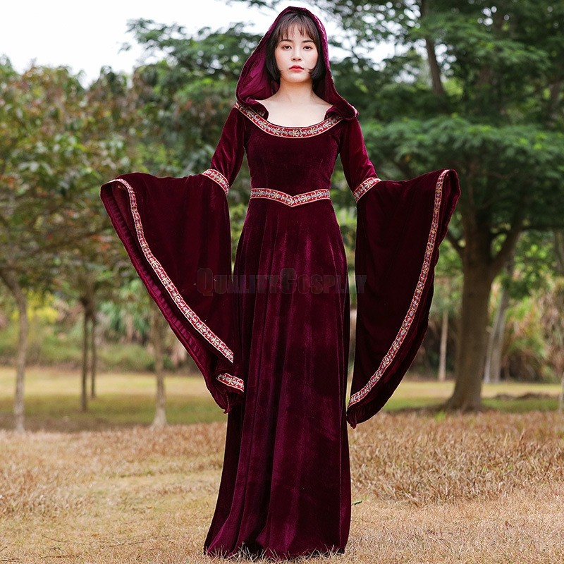 European Medieval Retro Court Hood Dress Halloween Parent-child Cosplay ...