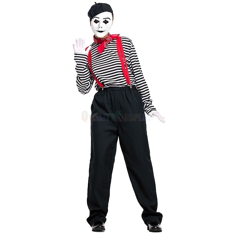 Halloween Burlesque Costume Mime Actor Couple Clown Costume - HQCOSPLAY
