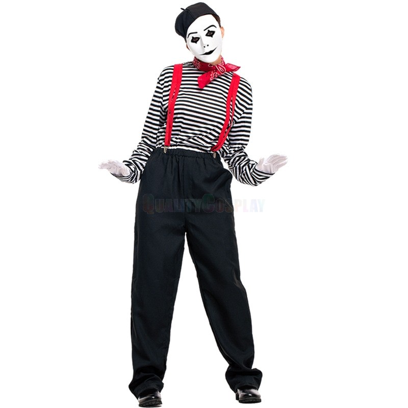 Halloween Burlesque Costume Mime Actor Couple Clown Costume - HQCOSPLAY