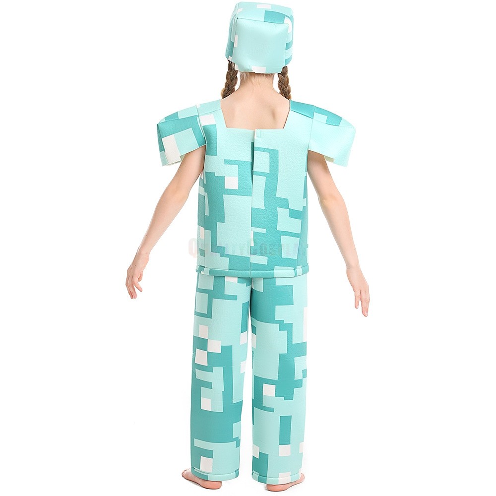 Children's Halloween Minecraft Steve Island Survival MC Cosplay Costume ...