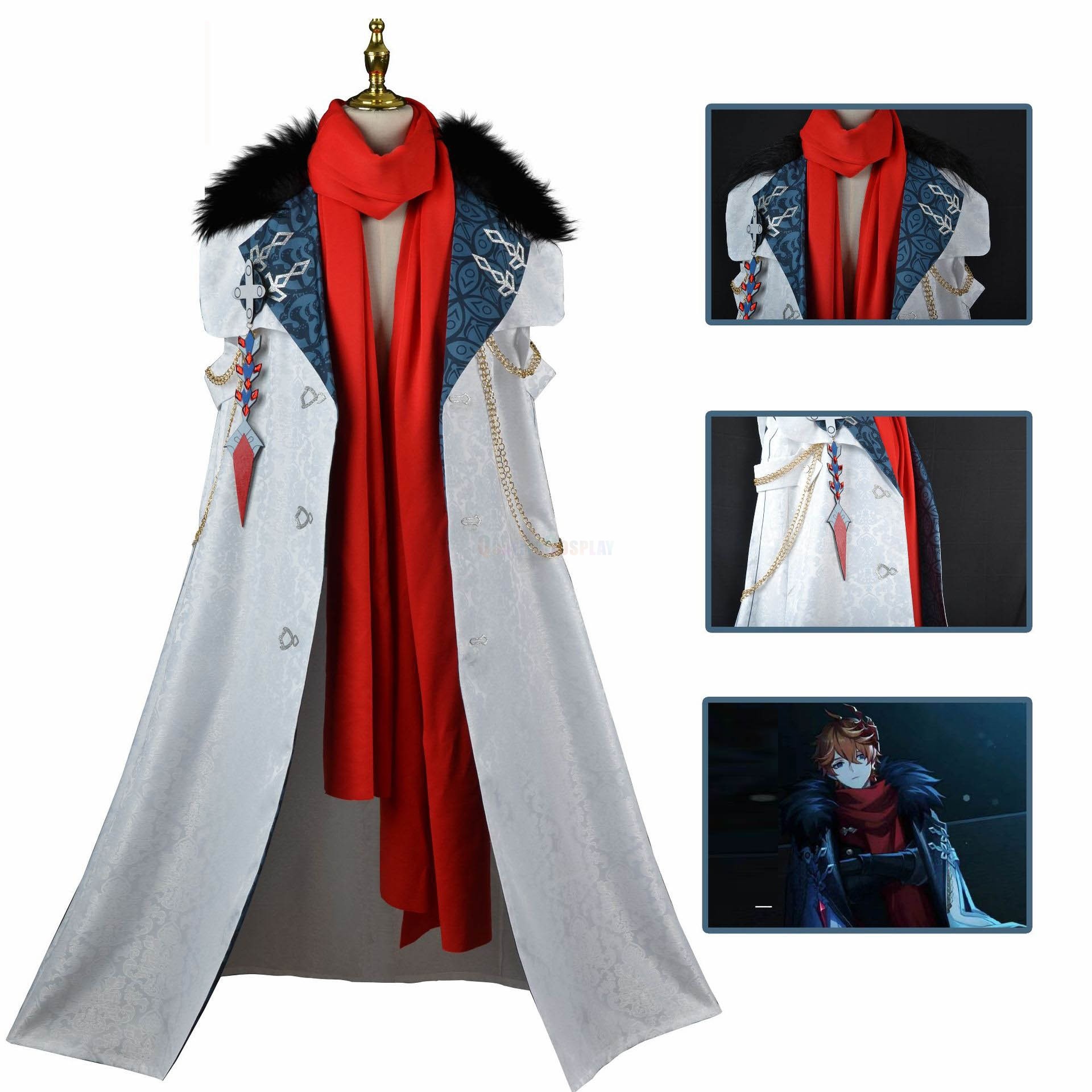 Genshin Impact Fatui Tartaglia Cosplay Costume Cape & Scarf - HQCOSPLAY
