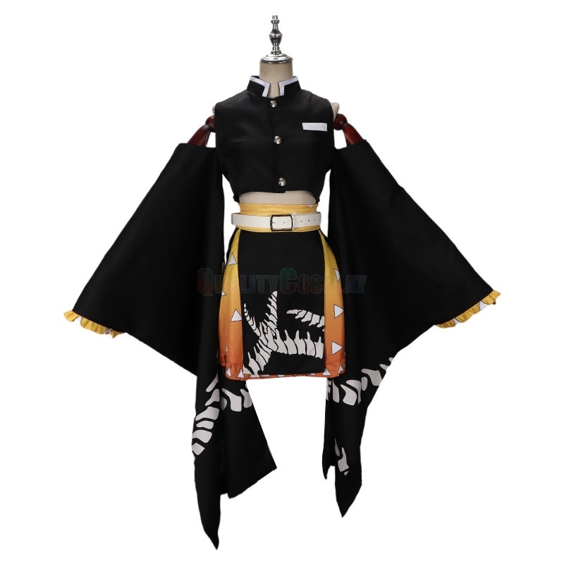 Demon Slayer Agatsuma Zenitsu Cosplay Costume Off-the-Shoulder Skirt ...