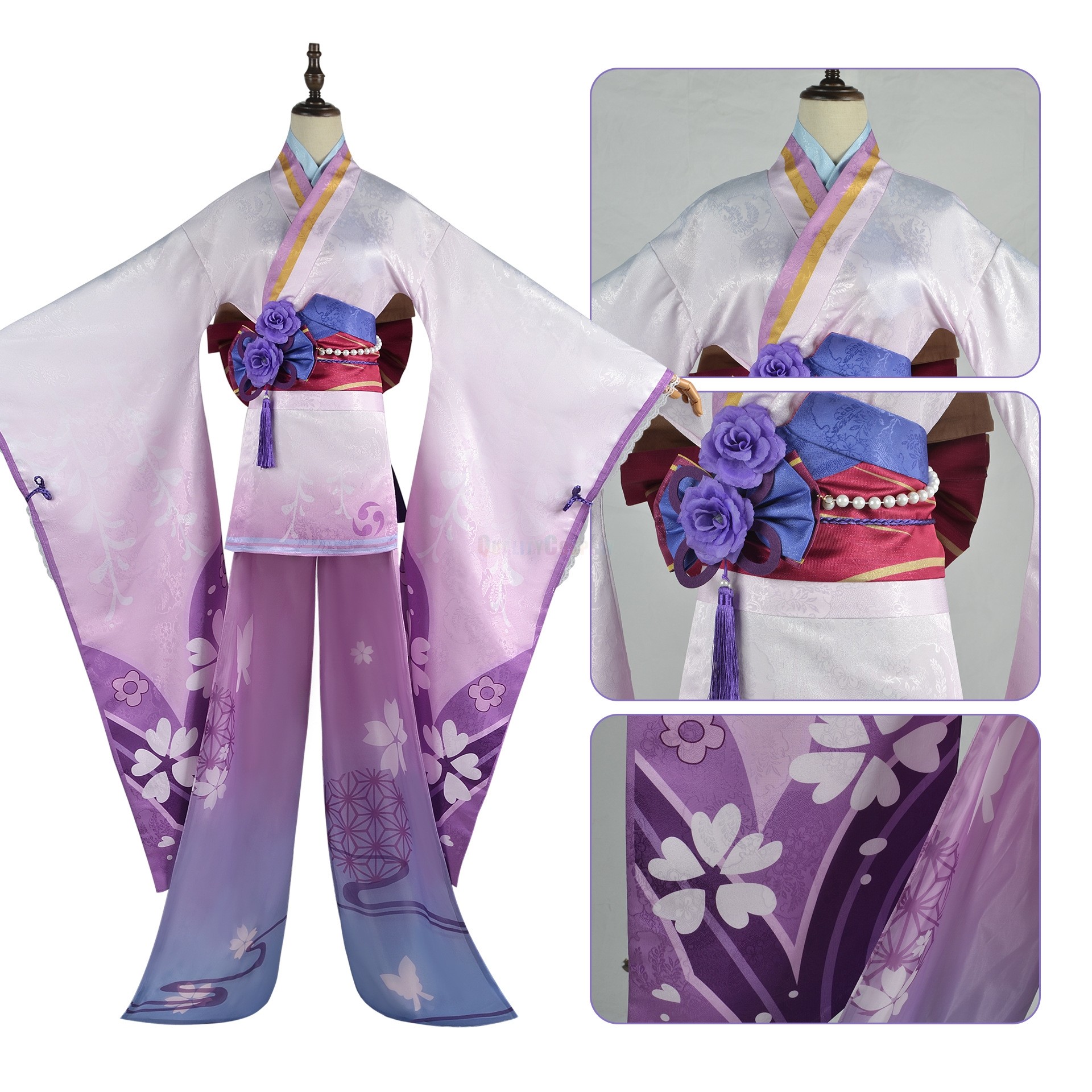 Genshin Impact Beelzebul Raiden Shogun Kimono Cosplay Costume - HQCOSPLAY