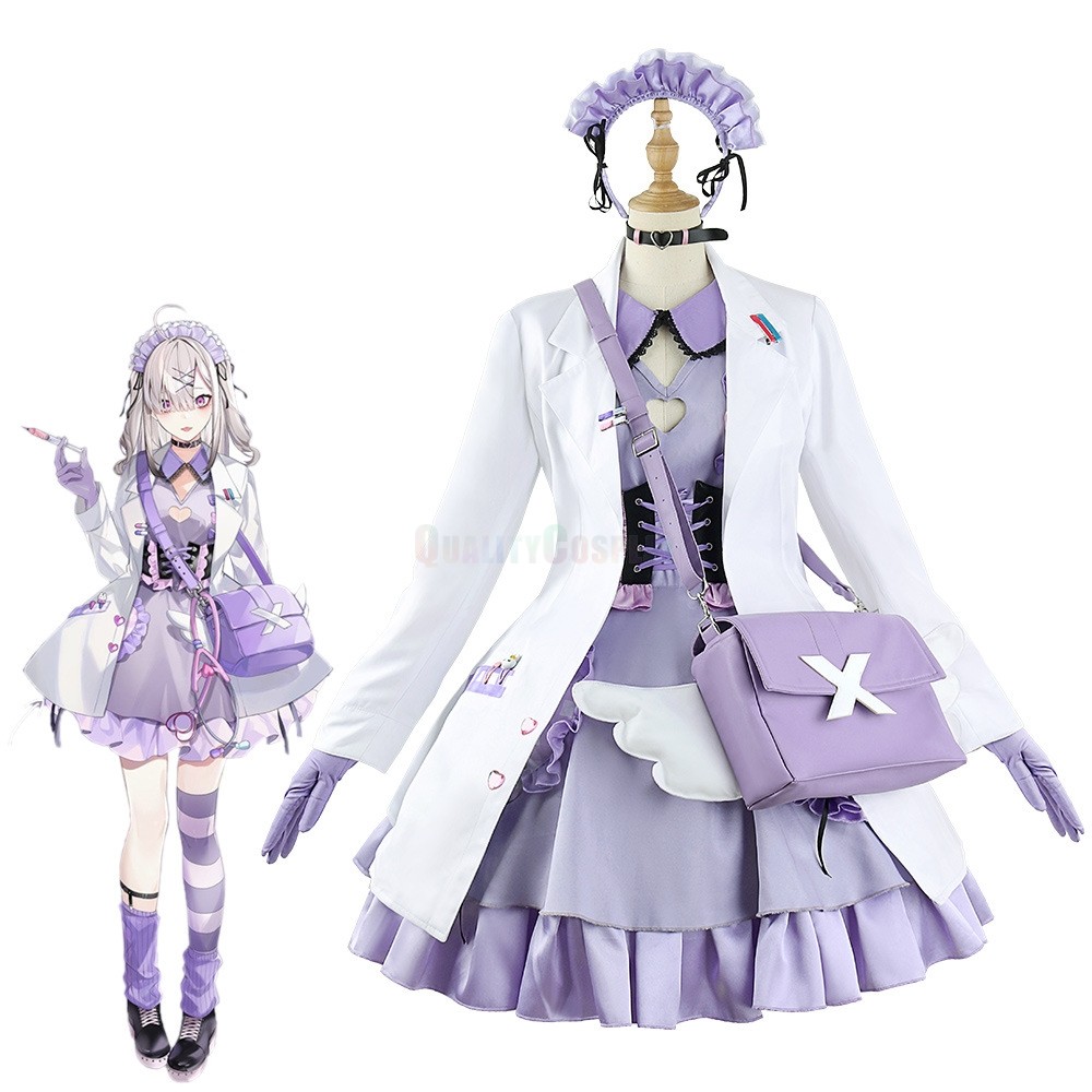 Vtuber YouTube Sukoya Kana Purple Dress Cosplay Costume - HQCOSPLAY