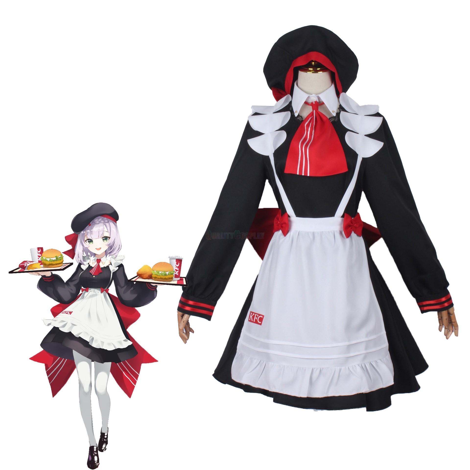 Genshin Impact Noelle KFC Lolita Cosplay Costume - HQCOSPLAY
