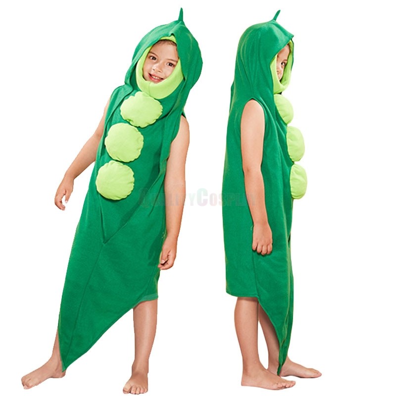 Halloween Fun Vegetable Cosplay Children's Food Pea One-piece Costume - HQCOSPLAY