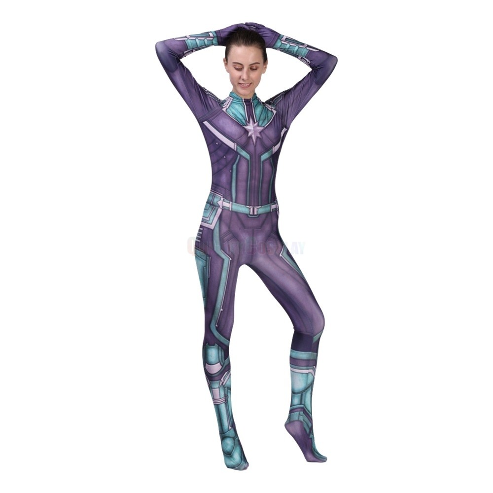 Superhero Captain Marvel Phyla-Vell Quasar Printed Suit Halloween ...