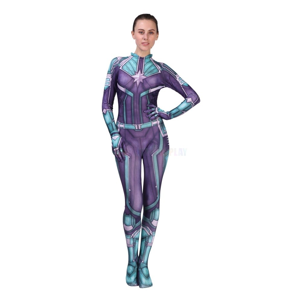 Superhero Captain Marvel Phyla-Vell Quasar Printed Suit Halloween ...