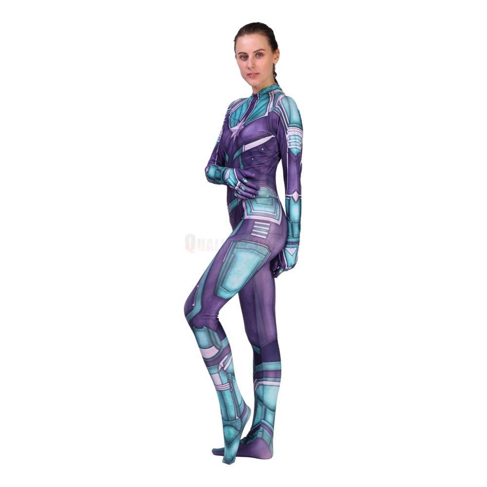 Superhero Captain Marvel Phyla-Vell Quasar Printed Suit Halloween ...