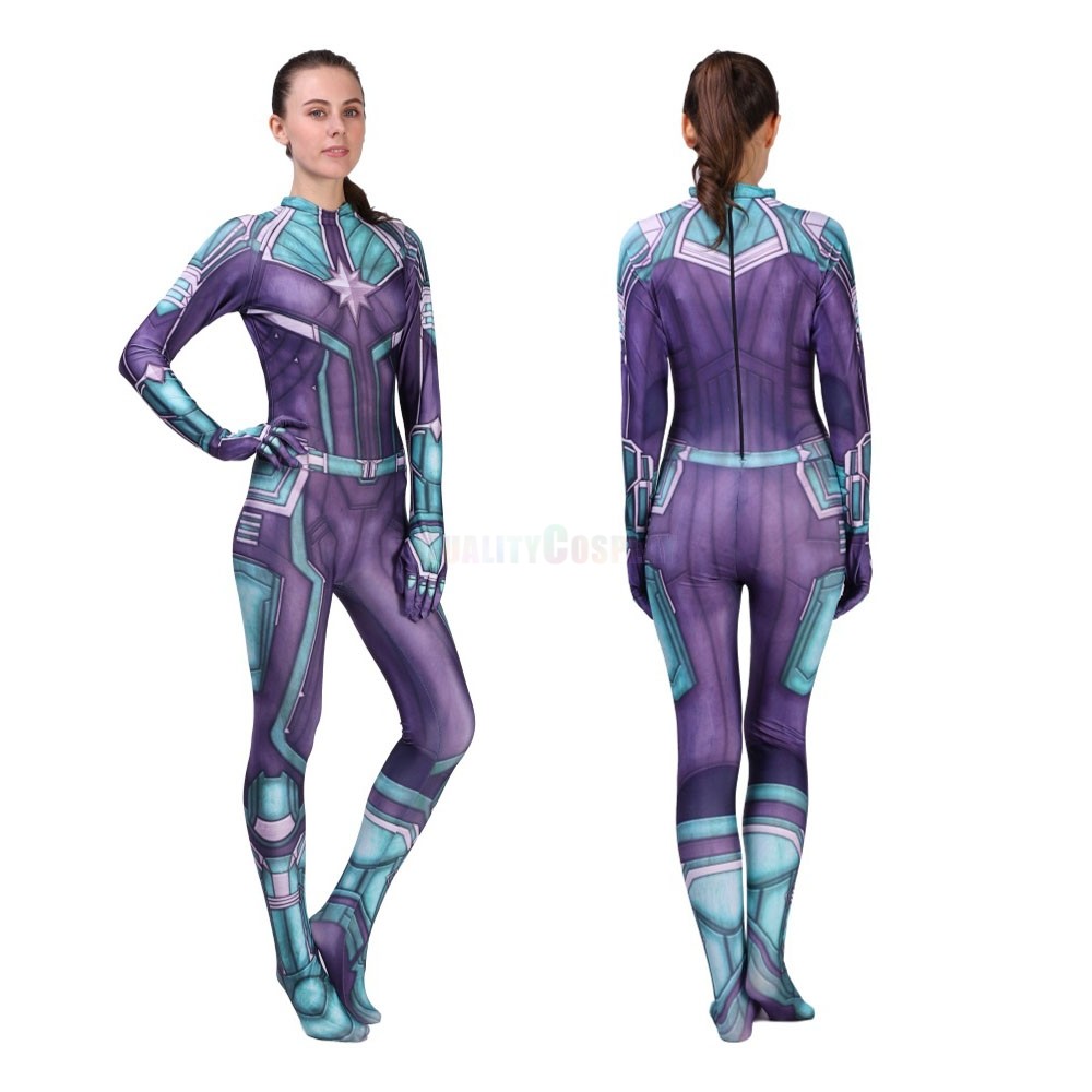 Superhero Captain Marvel Phyla-Vell Quasar Printed Suit Halloween ...