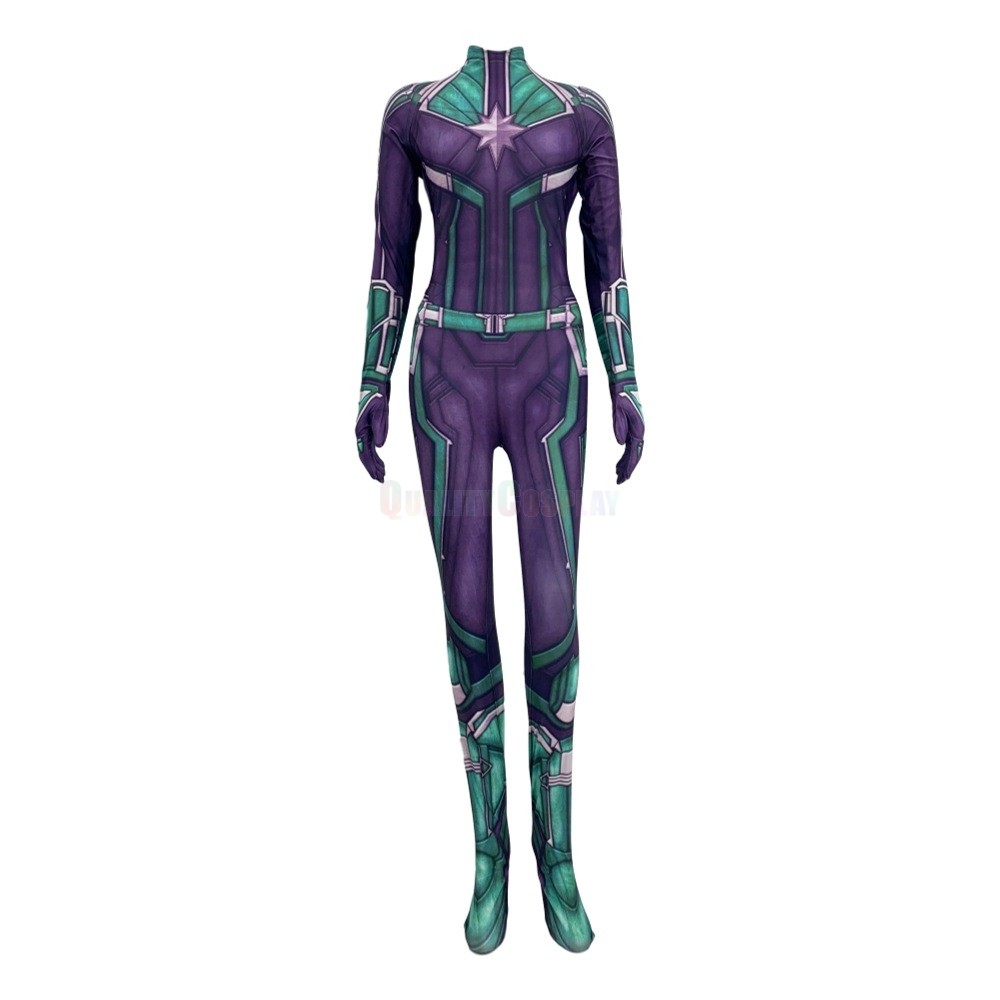 Superhero Captain Marvel Phyla-Vell Quasar Printed Suit Halloween ...